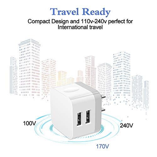 Dual USB Wall Charger, 2Pack 2.4A Double USB Wall Plug iPhone Fast Charger Block Box Brick Adapter for iPhone 14 13 12 11 Pro Max XS X 8 Plus,Samsung Galaxy S23 A53 A73 S22 S21 S20 S10 Note20 Ultra,LG