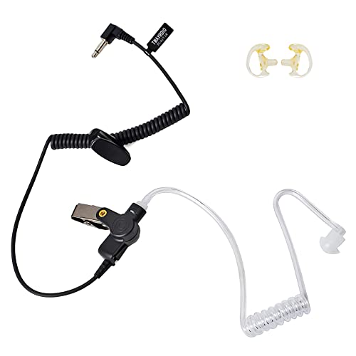 3.5mm 1 pin Listen Only Surveillance Covert Acoustic Air Tube Earpiece Police Radio Headset + Medium Replacement Earmolds for Motorola Radio Speaker Mics