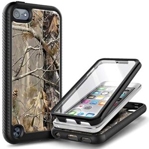 e-began case with built-in screen protector for ipod touch 7, ipod touch 5/6, full-body protective shockproof rugged black bumper cover durable case for ipod touch 7th/6th/5th generation -camo