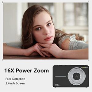 1080p High-Definition Digital Camera 44 Million Photos 16x Digital Zoom Camera Anti-Shake Proof Home Camera,Electronic Anti-Shake, Face Distinguish, Ideal Xmas Gifts for Family