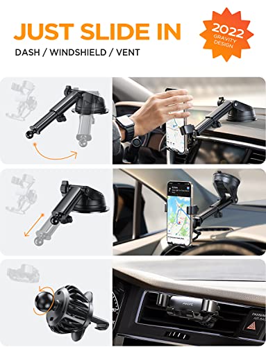 AINOPE Phone Mount for Car 2022 Upgrade 3-1 Gravity Car Phone Holder Mount for Car Dashboard Windshield Air Vent Cell Phone Holder Car Mount Compatible with iPhone 14 13 12 11 Pro Max & All Phones