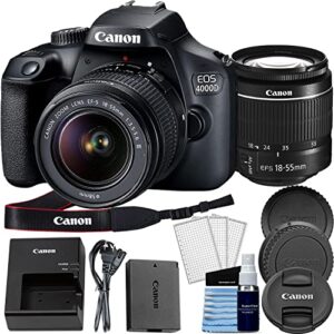 camera eos 4000d dslr (rebel t100) w/ 18-55mm zoom lens kit bundle