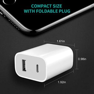 20W Fast Charger USB C, Etre Jeune 2 Pack Dual Port Type C Fast Charger Block Wall Plug Adapter PD & QC3.0 USB A Quick Charging Block for iPhone 14 13 12 Pro Max, Samsung, iPad, AirPods