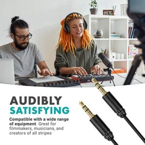 Movo MC6 Dual 3.5mm Male Stereo TRS to TRS Cable - Camera Patch Connects Mics, Audio Mixers to Camera, Recorders (Dual Male 20-Foot Extended TRS Cable) - 3.5mm Audio Cable for Filmmakers and Musicians