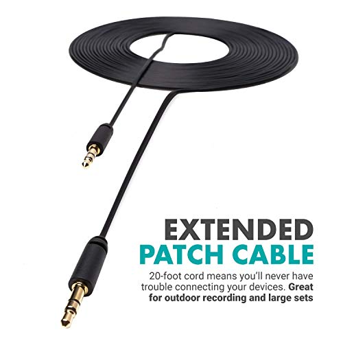 Movo MC6 Dual 3.5mm Male Stereo TRS to TRS Cable - Camera Patch Connects Mics, Audio Mixers to Camera, Recorders (Dual Male 20-Foot Extended TRS Cable) - 3.5mm Audio Cable for Filmmakers and Musicians