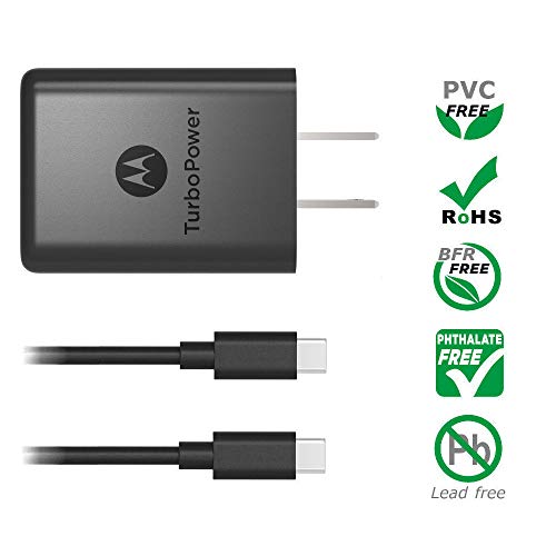 Motorola TurboPower 27 PD Charger w/ 3.3ft (1m) USB-C to C cable for Moto Z/Z2/Z3/Z4/X4/G7/G7 Play/G7 Plus/G7 Power/G6/G6 Plus[Not for G6 Play]- Power Delivery (Retail Box)