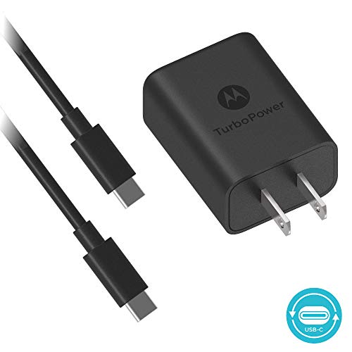 Motorola TurboPower 27 PD Charger w/ 3.3ft (1m) USB-C to C cable for Moto Z/Z2/Z3/Z4/X4/G7/G7 Play/G7 Plus/G7 Power/G6/G6 Plus[Not for G6 Play]- Power Delivery (Retail Box)