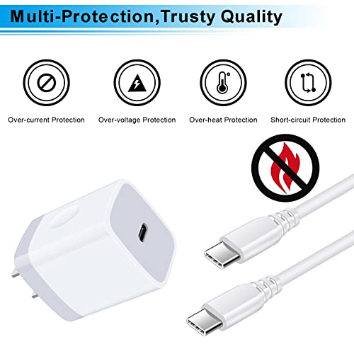 Pixel 7 Charger Block, USB C Fast Charger 20W Power Adapter Plug Android Phone Charger Box with 6ft USB C to C Cable for Pixel 7 Pro 6a 6 5a 5 4 3 2 XL, Samsung S22 Ultra S21 FE 5G S20 A53 A73 A23 A13