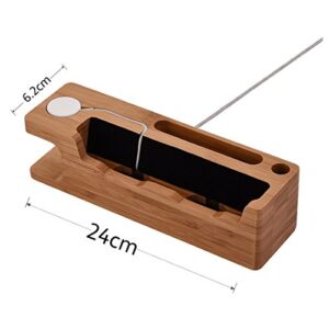 MOOZO Bamboo Wood Desktop Charging Dock Station Charger Holder Cradle Stand Compatible iPhone Xs MAX XR X 8 7 6 6S Plus Apple Watch 2 3 4 / iWatch Samsung Galaxy S8 S7 S6 Edge Plus LG HTC Smartphones