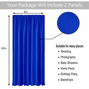 Hiasan Neon Blue Screen Backdrop Curtains for Parties, Polyester Photography Backdrop Drapes for Family Gatherings, Wedding Decorations, 5ftx10ft, Set of 2 Panels