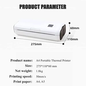 Mini Thermal Printer, 2600mAh Large Capacity Battery A4 4.0 Portable Thermal Office Printer (US Plug)