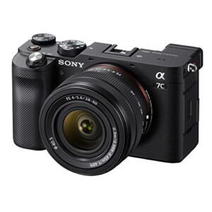 Sony Alpha 7C Mirrorless Digital Camera with FE 28-60mm Lens, Black, Bundle with 128GB SD Card, Backpack, Wrist Strap, 2X Extra Battery, Dual Charger, Filter Kit and Accessories