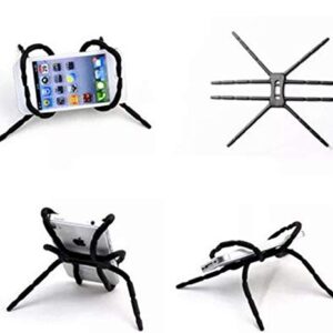 Aulzaju Universal Multi-Function Flexible Spider Phone Stand Car Holder Hanging Mount for iPhone,Moto,Google,Oneplus,Samsung,Andriod All Mobile Phones in Car Bicycle Desk Plane (4 Pack Black)