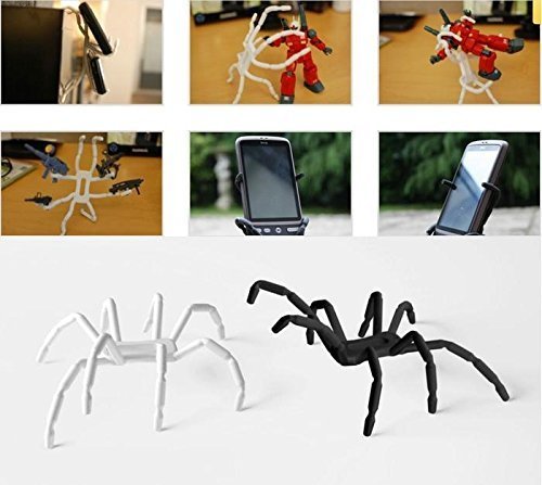 Aulzaju Universal Multi-Function Flexible Spider Phone Stand Car Holder Hanging Mount for iPhone,Moto,Google,Oneplus,Samsung,Andriod All Mobile Phones in Car Bicycle Desk Plane (4 Pack Black)