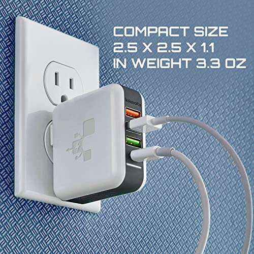 Kokovolta USB C Charger Block - Wall Charger Adapter 4 Ports Power Brick Cube Fast Multi Port Charging Box for iPad Mini iPhone Samsung Galaxy W S21 S20 S10 S9 Smartphones Apple 11 12 13 Max Pro Pixel