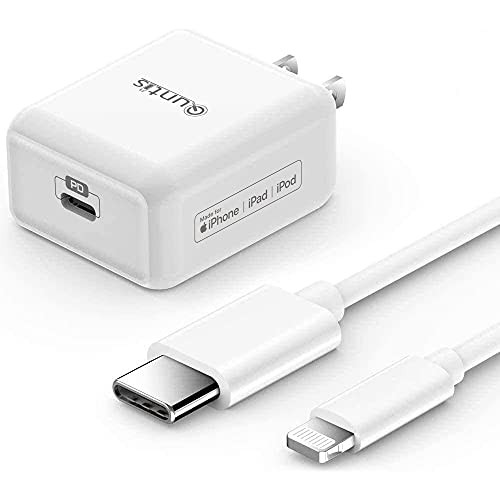 iPhone Fast Charger [MFi Certified], Quntis 20W iPhone High Speed Charger Type C Rapid Charger Plug with 6FT USB C to Lightning Cable for iPhone 14 13 Mini Pro Max 12 11 XS XR X iPad AirPods, White