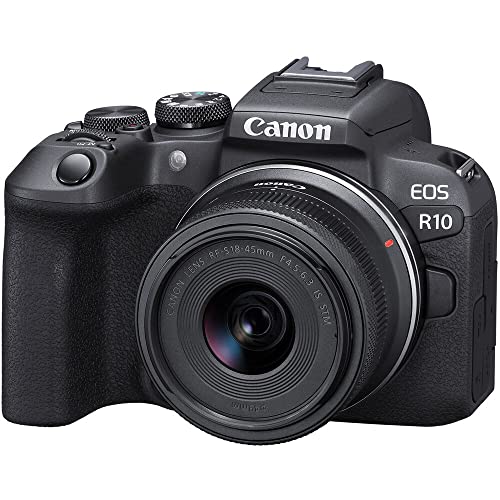 Canon EOS R10 Mirrorless Camera (5331C002) + 2 x Sony 64GB Tough SD Card + Bag + Charger + 2 x LPE17 Battery + Card Reader + LED Light + Corel Photo Software + Flex Tripod + More (Renewed)