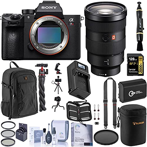 Sony Alpha a7R IV Mirrorless Digital Camera (V2) with FE 24-70mm f/2.8 GM Lens Bundle with 128GB V90 SD Card, Backpack, Extra Battery, Charger, Shoulder Strap and Accessories