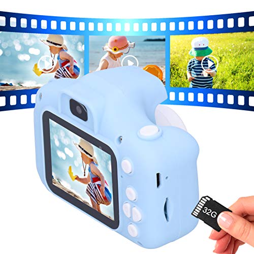 Jopwkuin Digital Camera, Small Size Portable Easy to Operate Children Camera Toy ABS and Silicone for Outdoor for Children(Blue)