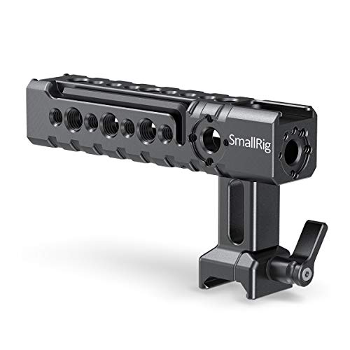 SmallRig NATO Top Handle Quick Release Handgrip, Built-in Cold Shoe Mount, 1/4''-20 and 3/8''-16 Thread Holes, Locating Holes for ARRI Standard, Back/Forward Adjustable - 1955