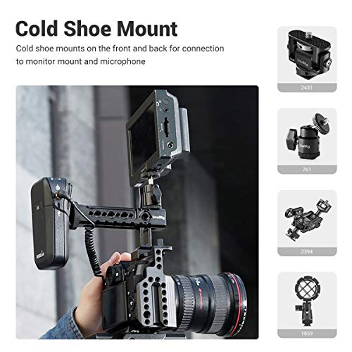 SmallRig NATO Top Handle Quick Release Handgrip, Built-in Cold Shoe Mount, 1/4''-20 and 3/8''-16 Thread Holes, Locating Holes for ARRI Standard, Back/Forward Adjustable - 1955