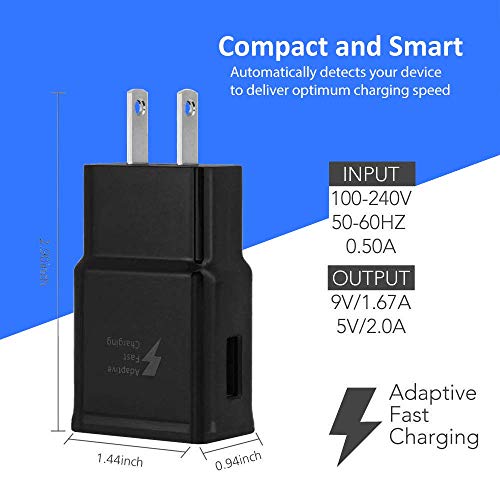 Pantom [2-Pack] Adaptive Fast Charging Rapid Quick Charge Wall Charger Compatible with Samsung Galaxy S10/S10+/S9/S9+/S8/S8+ Note 8/Note 9 & Other Smartphones/Devices [Black]