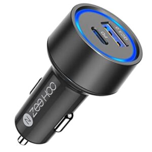 Car Charger, ZeeHoo USB C Car Charger Adapter QC 3.0&PD Dual Port 45W Fast Charging for Apple iPhone 14 13 12 11 Pro Max Mini, Samsung Galaxy S23 Ultra/S22/Z Fold4 Flip 4/S21/Note20/Pixel/LG