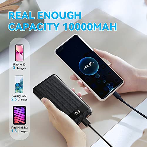 TCNOLL Portable Charger Power Bank 10000mAh Fast Charging PD 20W USB C Dual QC4.0 Ports 5V 3A External Battery Pack Compatible with iPhone 13 14 Pro Max Samsung Galaxy s23 s22+ Google iPad [2023 New]