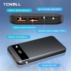 TCNOLL Portable Charger Power Bank 10000mAh Fast Charging PD 20W USB C Dual QC4.0 Ports 5V 3A External Battery Pack Compatible with iPhone 13 14 Pro Max Samsung Galaxy s23 s22+ Google iPad [2023 New]