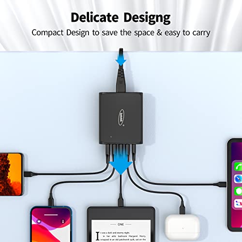 60W USB C Charger, Bototek 60W 5 Port USB C Charging Station, Portable Fast USB C Wall Charger PD Adapter 4 USB C and 1 USB A for All iPad, iPhone 13 12 11 Max Mini, Pixel Samsung Galaxy