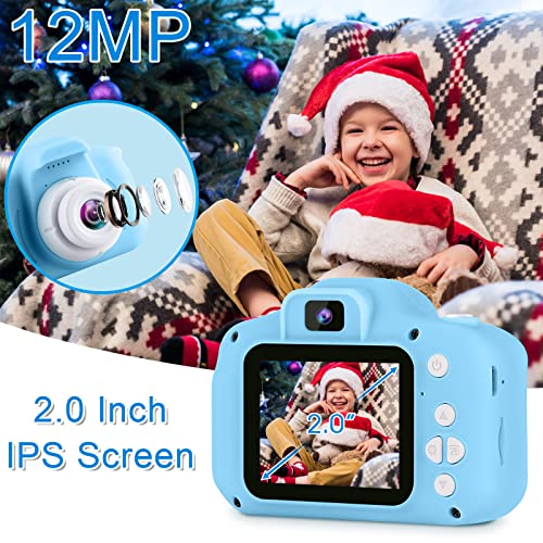 GKTZ Toys for 3-8 Year Old Boys, Kids Selfie Camera Children Digital Video Toddler Camera, Birthday Gift for Boys and Girls Age 3 4 5 6 7 8 with 32GB Card - Blue