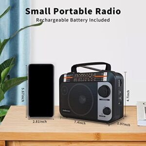 Multi-Band AM/FM/SW1-2 Radio Transistor Radio AC or Battery Operated with Best Reception Big Speaker and Precise Tuning Knob with AUX in & 3.5mm Earphone Jack