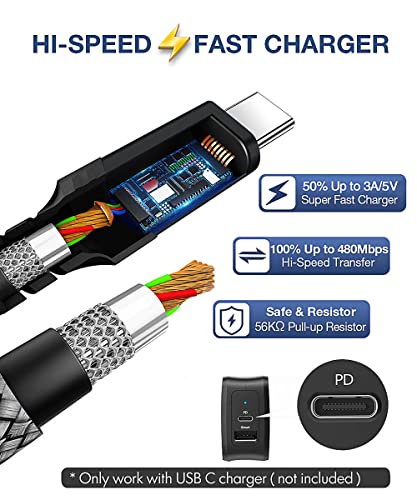 USB C to USB C Cable 6ft+10ft Charger Cord for Samsung Galaxy S23/S22/S23 Plus/S22 Ultra/S21/S21+/S20 FE/A53 5G/A13 A14 A23/Z Fold 3 4/Z FILP,Google Pixel 7 6 Pro/6A/4A 5,60W Fast Charge Charging