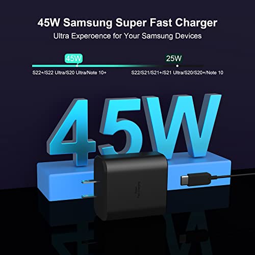 Super Fast Charger Type C for Samsung, 2 Pack 45W USB-C Super Fast Charger Travel Adapter with 5FT Type C Fast Charging Cable for Samsung Galaxy S23/S23 Ultra/S23+/S22/S22+/S22 Ultra/S 21/Note 10+/20