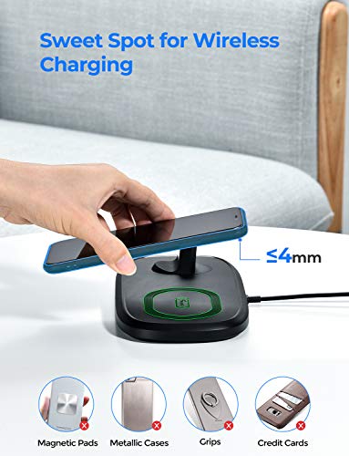 GINRGERS Wireless Charger,2 in 1 Charging Dock with iWatch Stand,iPhone Charger Compatible iphone13/12/11/X/XS Pro Max/ 8, 7/6/SE/5/4/3/2, Galaxy S21/S20/S10/S9/S8, Google, etc, Black