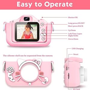 goopow Kids Selfie Camera, Christmas Birthday Gifts for Boys Girls Age 3-9, HD Digital Video Cameras for Toddler Children Toy for 3 4 5 6 7 8 Year Old Boy with 32GB SD Card