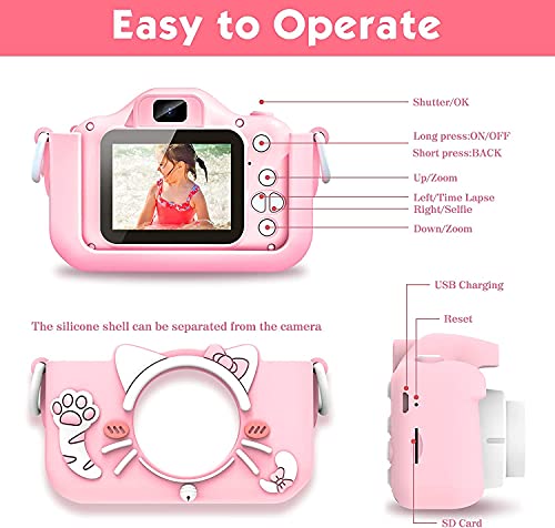 goopow Kids Selfie Camera, Christmas Birthday Gifts for Boys Girls Age 3-9, HD Digital Video Cameras for Toddler Children Toy for 3 4 5 6 7 8 Year Old Boy with 32GB SD Card