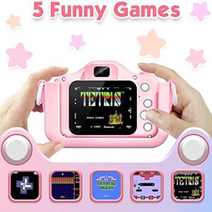 goopow Kids Selfie Camera, Christmas Birthday Gifts for Boys Girls Age 3-9, HD Digital Video Cameras for Toddler Children Toy for 3 4 5 6 7 8 Year Old Boy with 32GB SD Card