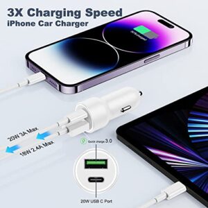 iPhone 14 13 Fast Charger Kit, PD 20W USB C Wall Charger Block + 20W Car Charger Adapter with 2Pack [Apple MFi Certified] 6ft Lightning Cable Fast Charging for iPhone 14 13 12 11 Pro Max Mini/iPad