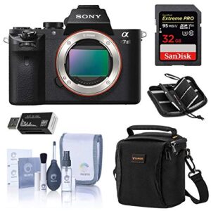 sony alpha a7ii mirrorless digital camera, 24.3mp, bundle with camera holster case, 32gb class 10 sdhc card, cleaning kit, sd card reader, card wallet