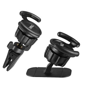 kswng universal air vent car mount and dashboard sticker holder 360° rotation clip car mount phone holder with adjustable switch lock for smartphones gps navigation (2 pack, black)