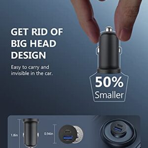 Car Charger for iPhone 13, 43W Fast USB C Car Charger Adapter Dual Port, 25W USB-C & 18W USB iPhone Car Charger Aluminum Alloy with Lightning Cable for iPhone 13/12 Pro Max/11 Pro/XS/XR/8 and More