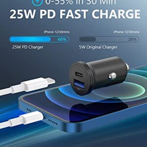 Car Charger for iPhone 13, 43W Fast USB C Car Charger Adapter Dual Port, 25W USB-C & 18W USB iPhone Car Charger Aluminum Alloy with Lightning Cable for iPhone 13/12 Pro Max/11 Pro/XS/XR/8 and More