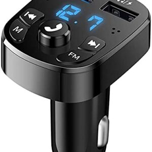 Car Bluetooth FM Transmitter, MP3 Player Transmitter Bluetooth 5.0 Wireless Handsfree 2 USB Charger Kit, Music Player FM Transmitter Wireless Radio Adapter Support SD Card USB Stick