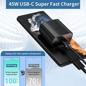 45W USB-C Charger, Fast Charger Type C Adapter for Samsung Galaxy S23 S22 Ultra/S22/S22 Plus/Note 10/10+/20/S20/S21, Galaxy Tab S7/S7+/S8/S8+/S8 Ultra with 5FT Cable C-to-C