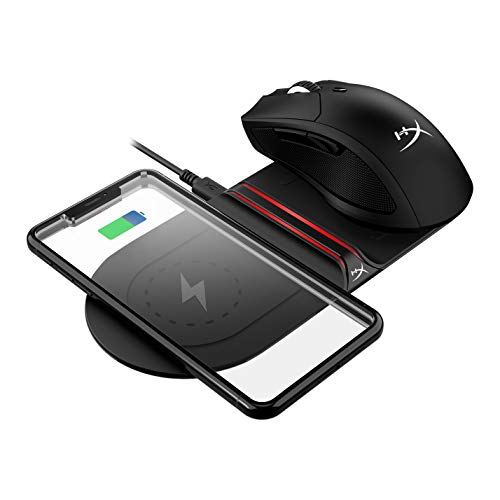 HyperX Chargeplay Base - Qi Wireless Charger, Qi Certified, Dual Wireless Charging Pads Charge Up to Two Devices, Battery Indicators, AC Wall Adapter, Compatible with Qi-Enabled Devices, HX-CPBS-A