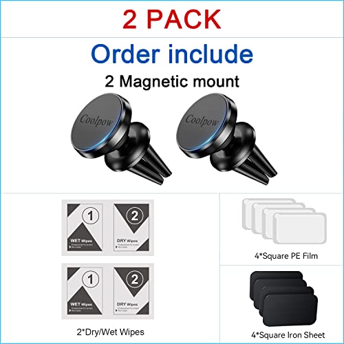 【2-PACK】Car vent Magnetic Phone Mount[ Easily Install ] Reusable Magnetic phone holder for car vent air[ Strong Magnet ] [ 360° Rotation ] Fit for iPhone 13 12 11 Pro Max Samsung & All cell phone