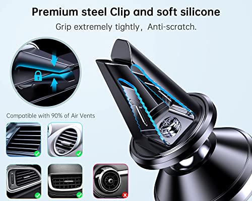 【2-PACK】Car vent Magnetic Phone Mount[ Easily Install ] Reusable Magnetic phone holder for car vent air[ Strong Magnet ] [ 360° Rotation ] Fit for iPhone 13 12 11 Pro Max Samsung & All cell phone