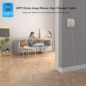 iPhone Fast Charger, 40W Dual USB-C Quick Wall Charger[Apple MFi Certified] 2 Pack 10FT Extra Long Lightning Cable+Double Port Foldable USBC Charger Fast Charging for iPhone 14/13/12/11/XR/XS/SE/iPad