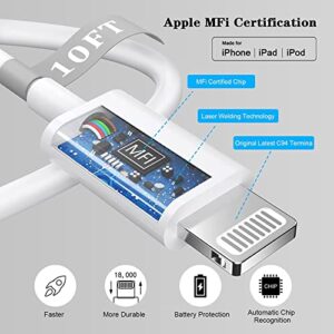 iPhone Fast Charger, 40W Dual USB-C Quick Wall Charger[Apple MFi Certified] 2 Pack 10FT Extra Long Lightning Cable+Double Port Foldable USBC Charger Fast Charging for iPhone 14/13/12/11/XR/XS/SE/iPad